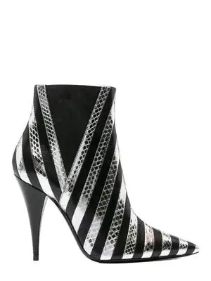Saint Laurent Kiki 100mm Snakeskin-effect Striped Boots - Grey