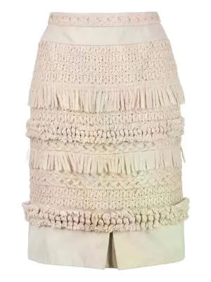 Valentino Garavani 2000s Macramé-detailing High-waisted Skirt - Neutrals