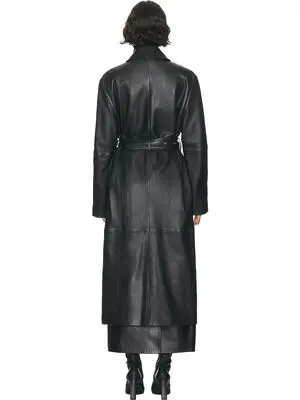 TOTEME Belted Leather Coat - Black