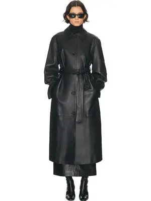 TOTEME Belted Leather Coat - Black