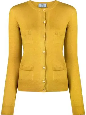 Prada Cashmere-silk Blend Cardigan Top - Yellow