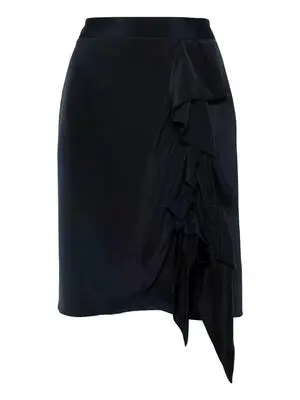 Fendi 2000s Ruffled Silk Skirt - Black