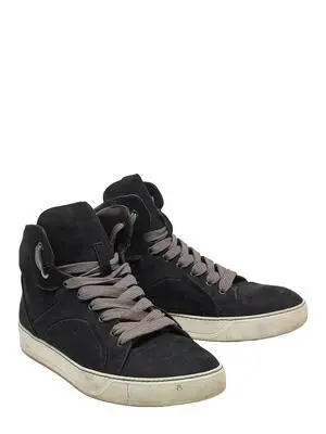 LANVIN Hi-top Suede Sneakers - Black