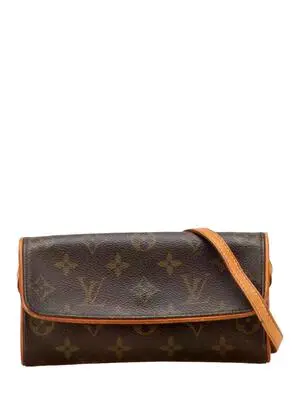 LOUIS VUITTON 1999 Monogram Pochette Twin Pm Crossbody Bag - Brown