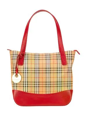 Burberry Haymarket Check Canvas Handbag - Brown