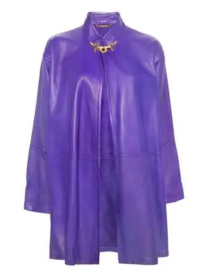Gianfranco Ferre 1980s Open-front Leather Coat - Purple