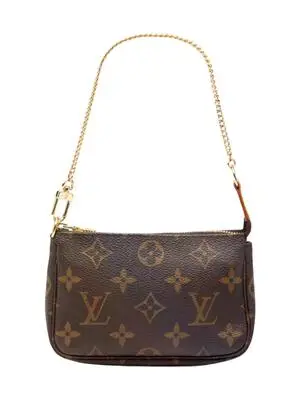 LOUIS VUITTON 2005 Monogram Mini Pochette Accessoires Handbag Brown