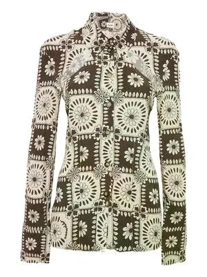 Nanushka Floral Cutout Blouse - Brown