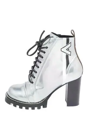 LOUIS VUITTON 120mm Leather Ankle Boots - Silver