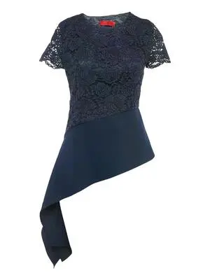 Carolina Herrera Lace Asymmetrical Top - Blue