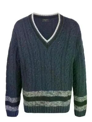 Valentino Garavani 2000s Cable Knit Striped Jumper - Blue