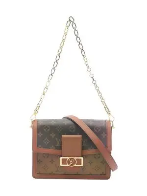 LOUIS VUITTON Dauphine Mm Monogram Reverse Chain Shoulder Bag - Brown