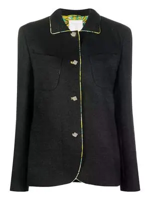 Emilio Pucci 2000s Contrast-trim Wool Jacket - Black
