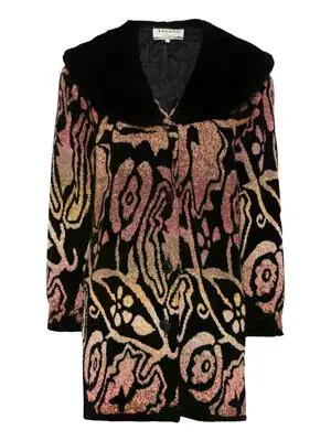 A.N.G.E.L.O. VINTAGE CULT 1980s Intarsia-knit Coat - Black