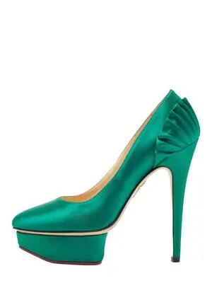 CHARLOTTE OLYMPIA 140mm Satin Platform Pumps - Green