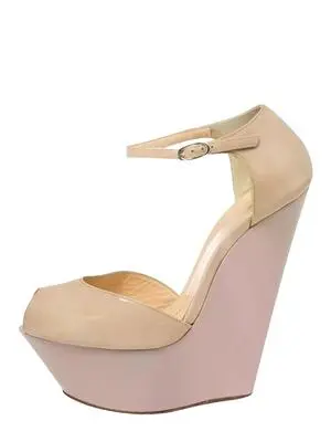 GIUSEPPE ZANOTTI 155mm Peep-toe Wedge Pumps - Neutrals