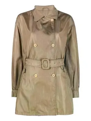 Prada 2000s Double-breasted Belted Trench Coat - Neutrals