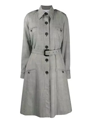 Dior 2000s Check Print Trench Coat - Grey