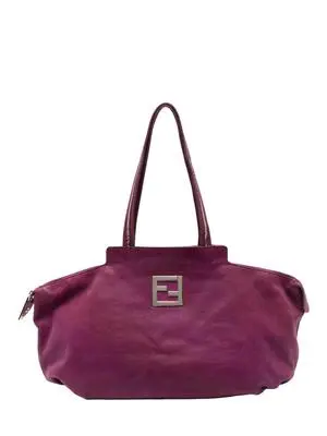 Fendi Ff Logo Plaque Leather Tote Bag - Purple