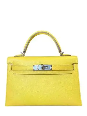 Hermès 2022 Mini Kelly 20 Sellier Epsom Palladium-hardware Tote Bag - Yellow