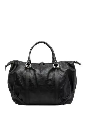 Gucci Embossed Leather Horsebit Satchel - Black