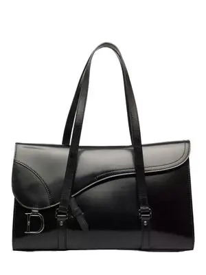 Dior 2003 Patent Flap Saddle Bag - Black