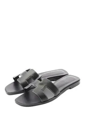 Hermès Oran Leather Sandals - Black