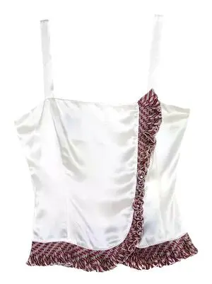 Emporio Armani Ruffle-trim Silk Top - Neutrals