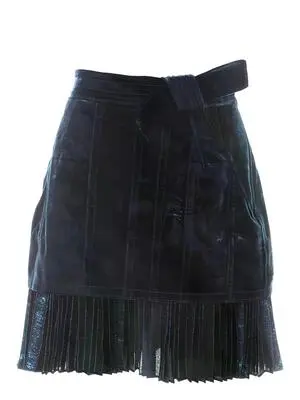 3.1 Phillip Lim Pleated-trim Velvet Skirt - Blue