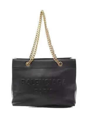Balenciaga 2010s Chain Leather Shoulder Bag - Black