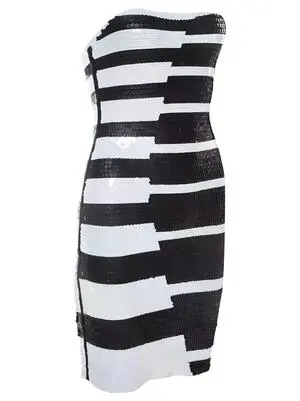 Herve Leger Sequinned-stripes Dress - Black