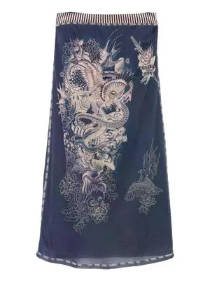 JEAN PAUL GAULTIER 2000s Dragon-print Skirt - Blue