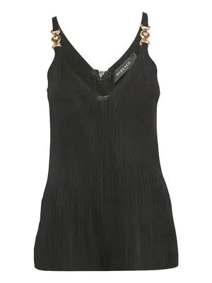 Versace Medusa Head Ribbed Top - Black