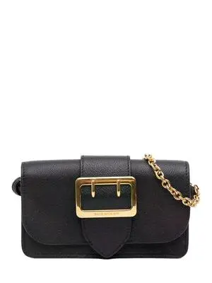 Burberry Mini Soft Grain Calfskin Buckle Crossbody Bag - Black
