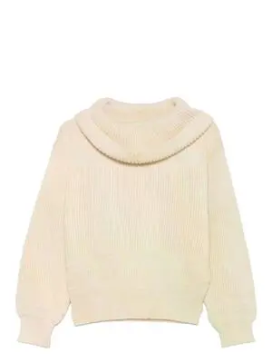 Issey Miyake 1980s Cowl-neck Ribbed Knit Sweater - Neutrals