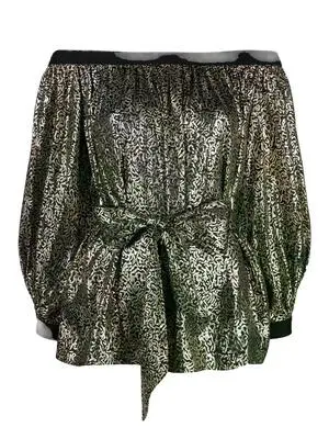Saint Laurent 1980s Metallic Tie-waist Blouse - Gold