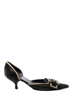 Prada Contrast Trim Pumps - Black