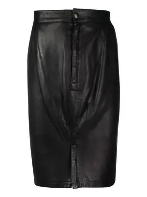 Alaïa 1980s Fitted Leather Skirt - Black