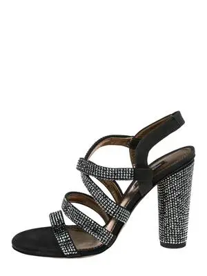 Dolce & Gabbana 100mm Crystal-embellished Suede Sandals - Black