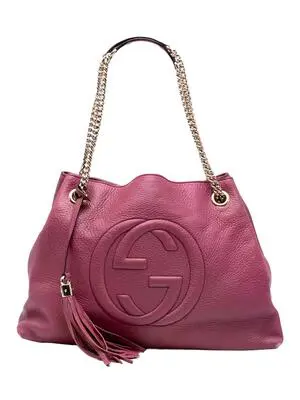 Gucci Medium Leather Soho Chain Tote Bag - Pink