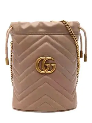 Gucci Gg Marmont Leather Matelassé Bucket Bag - Brown