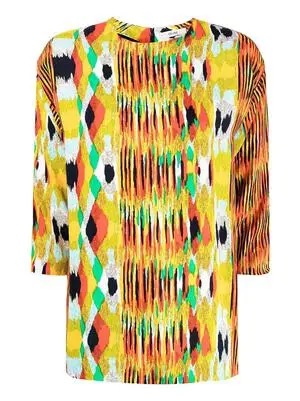 Celine 2000s Abstract Print Blouse - Orange