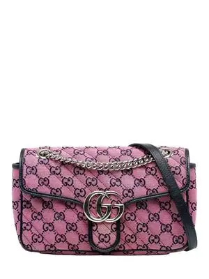 Gucci Gg Marmont Matelassé Diagonal Canvas Shoulder Bag - Pink