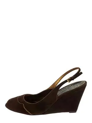 Prada Velvet-finish Wedge Sandals - Brown