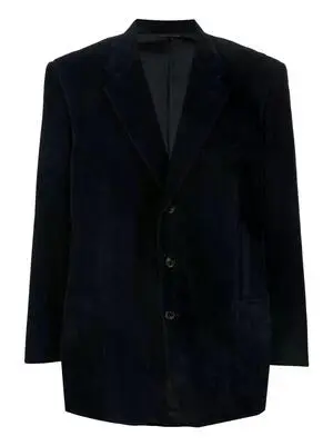 Pierre Cardin 1980s Notch Lapels Velvet Blazer - Blue