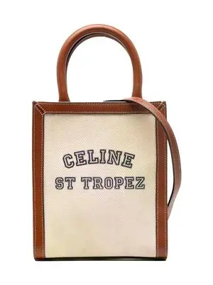 Celine 2020 Mini Canvas St Tropez Vertical Cabas Tote Satchel - Brown