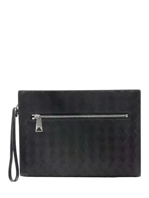 Bottega Veneta Small Intrecciato Document Case With Wristlet - Black