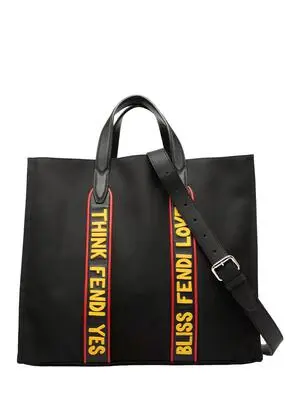 Fendi Large Nylon Shopper Tote - Black