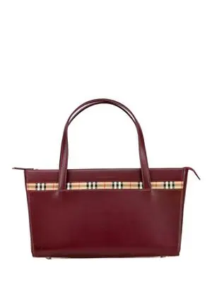 Burberry House Check Trimmed Leather Handbag - Red