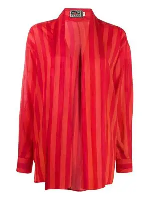 Gianfranco Ferre 1990s Striped Jacket With Shawl Lapels - Red